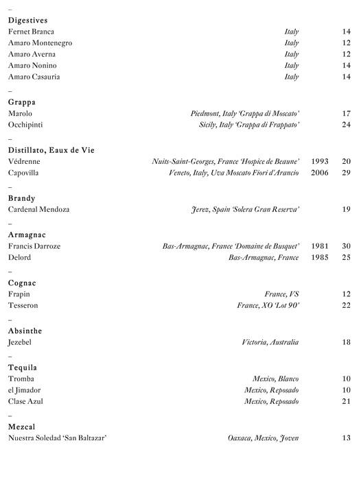 Menu at Cumulus Up. restaurant, Melbourne