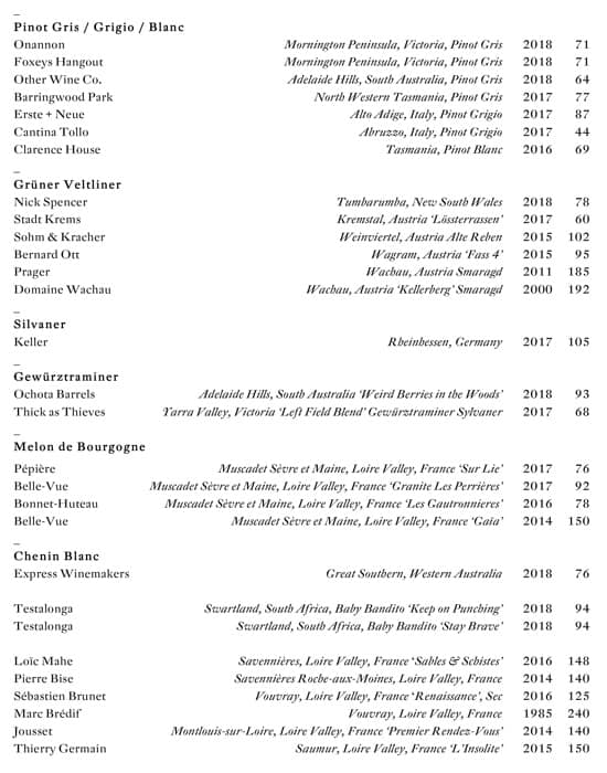 Menu at Cumulus Up. restaurant, Melbourne