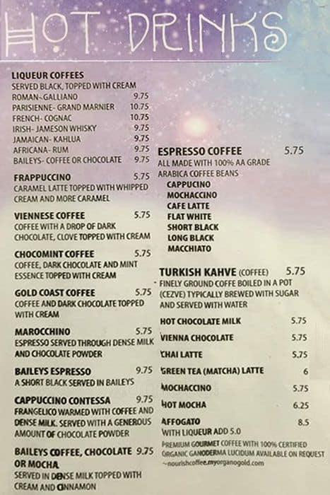 Menu at Spats cafe, Goodwood