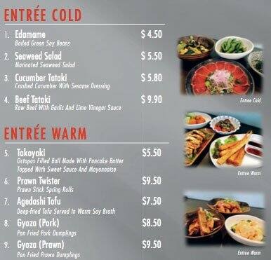 Menu at Matsuri restaurant, Perth, QV1 Building 250 St George's Terrace