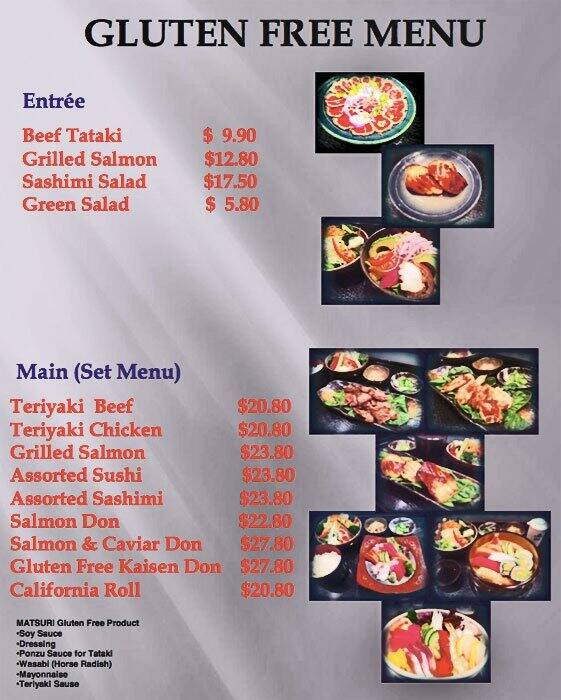 Menu at Matsuri restaurant, Perth, QV1 Building 250 St George's Terrace