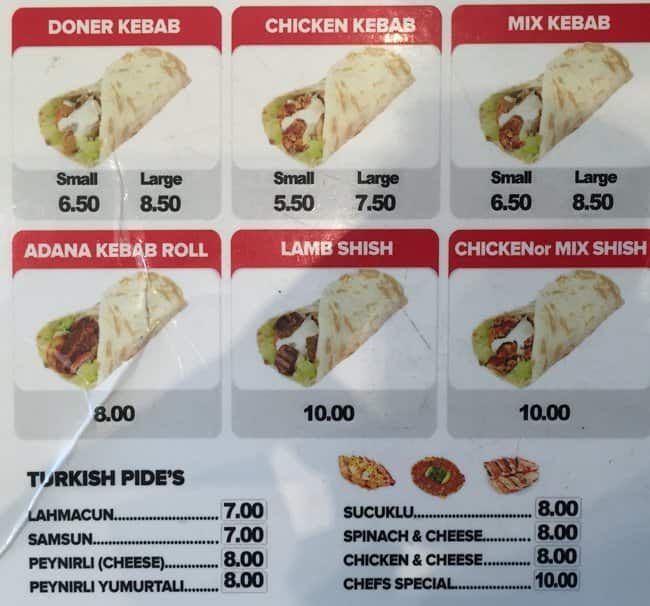 Menu at Barry Road Kebab House, Campbellfield