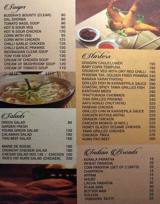 Menu of The Imperial Kitchen, Kumarapuram, Trivandrum