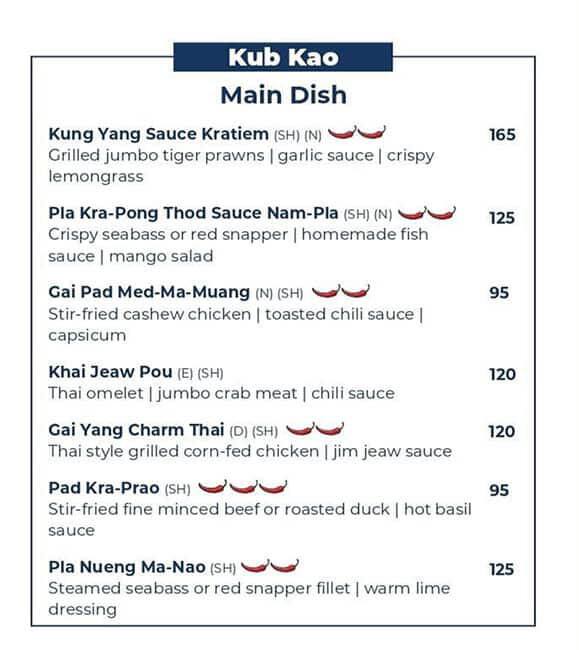 Menu at Charm Thai restaurant, Dubai