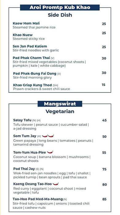 Menu at Charm Thai restaurant, Dubai