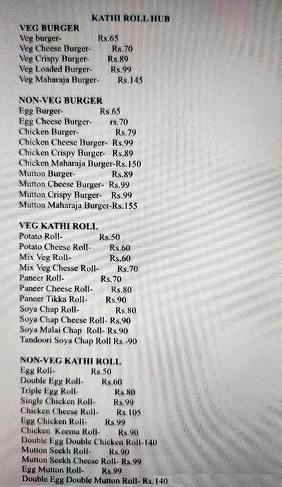 Menu of Roll Point 68, Phase 9, Mohali