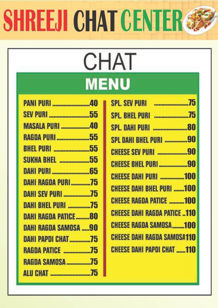 Menu of Shreeji Snacks Corner, Kalamboli, Navi Mumbai