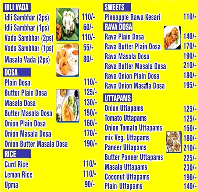 Menu of Kake Ka Dosa, Kalkaji, New Delhi
