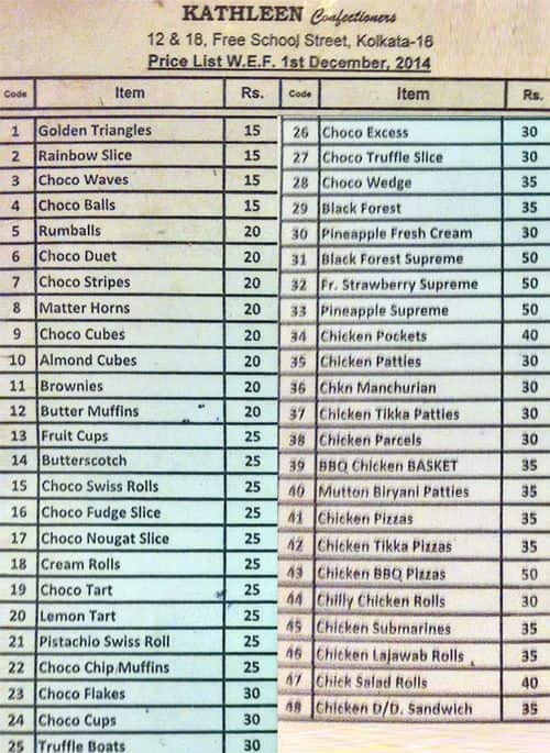 Kathleen Menu, Menu for Kathleen, Dobson Road, Howrah - Zomato