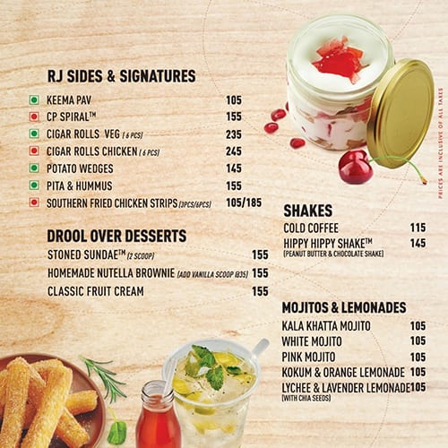 Menu at The Rolling Joint, New Delhi, M-61/1