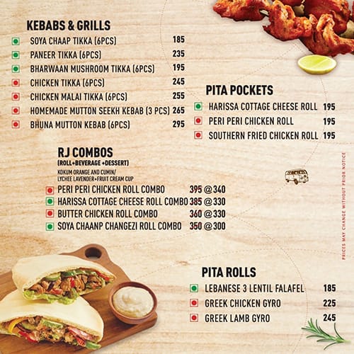 Menu at The Rolling Joint, New Delhi, M-61/1