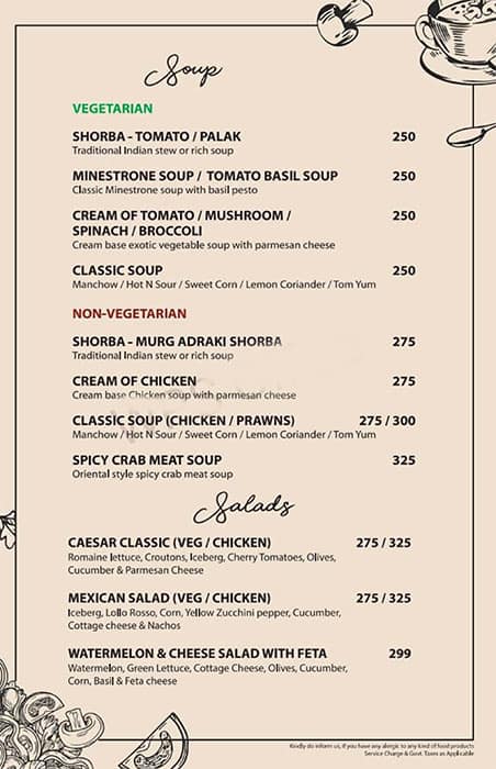 Menu of The Roof Top - Yogi Executive, Vashi, Navi Mumbai