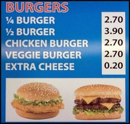 Menu at Fryers Delight restaurant, London