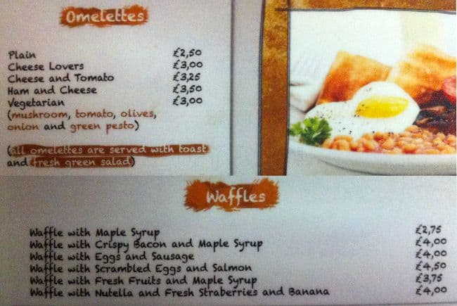 Menu at La Maison du Gateau cafe, London