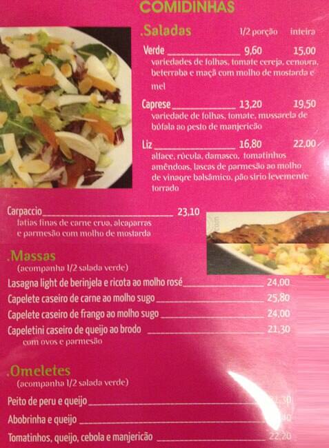 Menu em LIZ Café, São Paulo