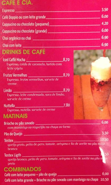 Menu em LIZ Café, São Paulo