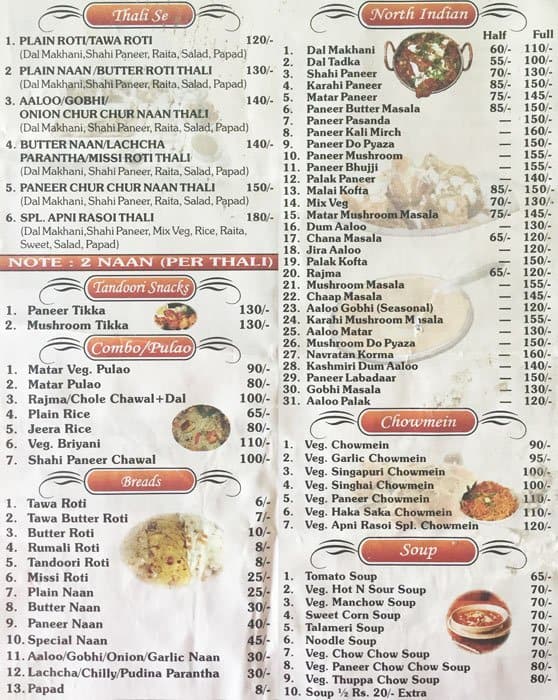 Apni Rasoi Menu, Menu for Apni Rasoi, Mukherjee Nagar, New Delhi - Zomato