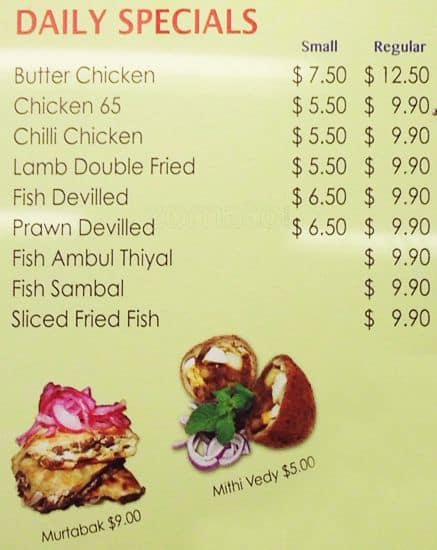Menu at New Shakthi restaurant, Homebush