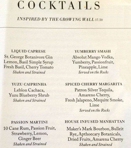Menu at The Conservatory restaurant, Half Moon Bay