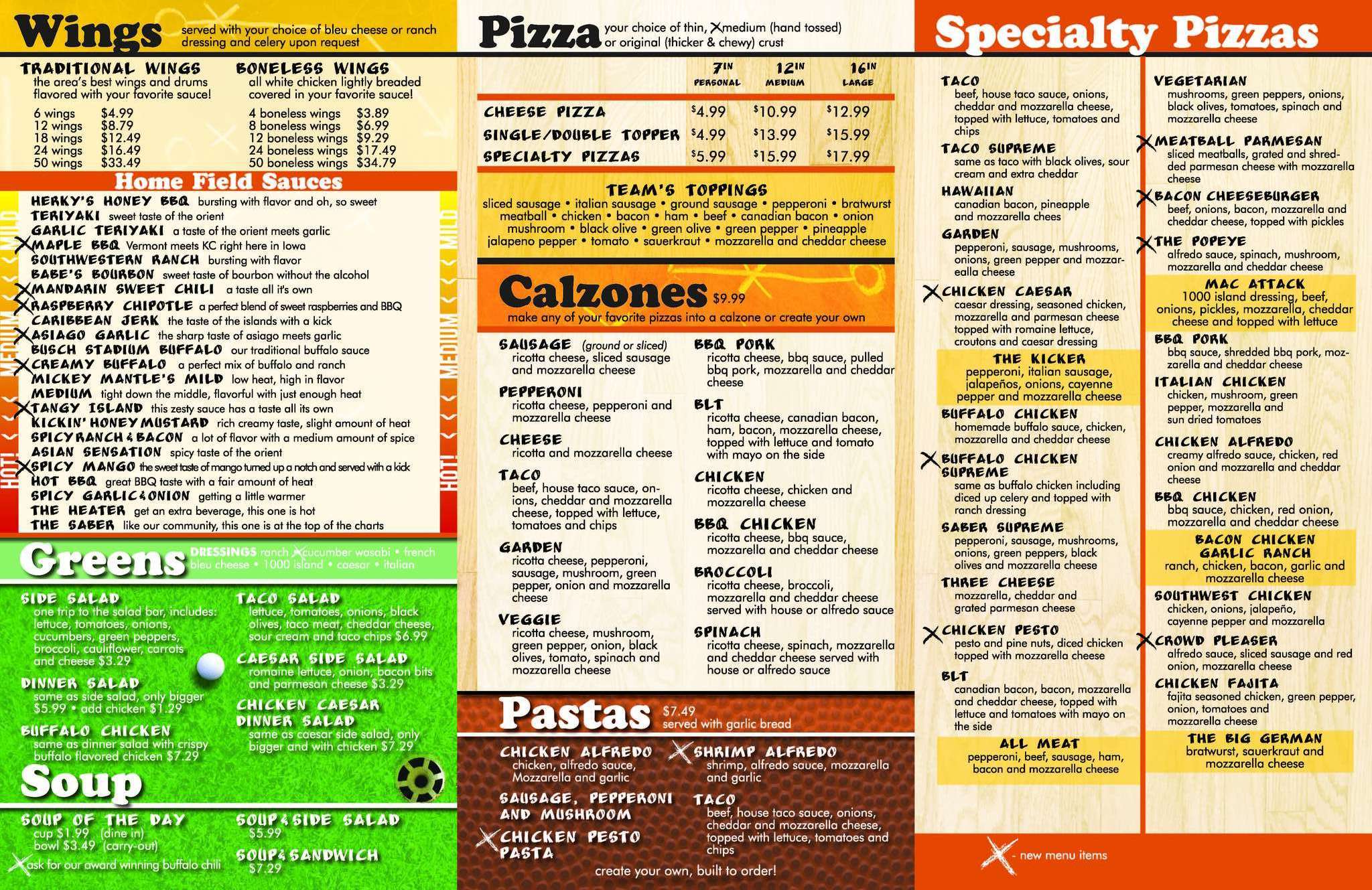 Menu at Hall Of Fame Pizza & Wings pizzeria, DeWitt