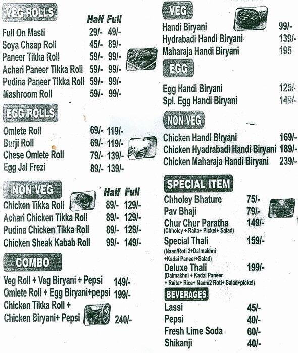 Kathi Rolls & Biryani Menu - Zomato