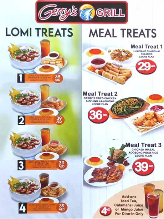 Menu at Gerry's Grill restaurant, Dubai, 788C+V36