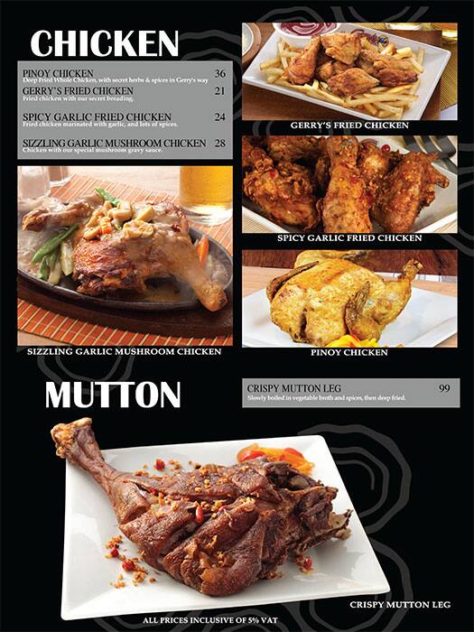 Menu at Gerry's Grill (Burjuman branch) restaurant, Dubai, 27 Sheikh ...