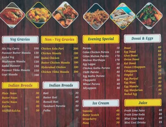 Menu at KMS Hakkim Kalyana Biriyani Restaurant, Tiruchirappalli, Jail ...
