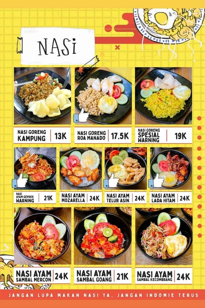 Menu at WARUNG KUNING restaurant, Bogor