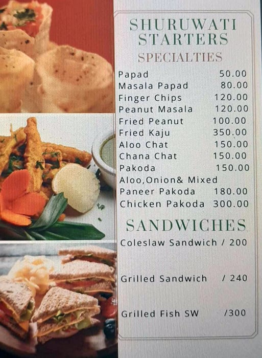 Menu of Spice Crave, Vagator, Goa