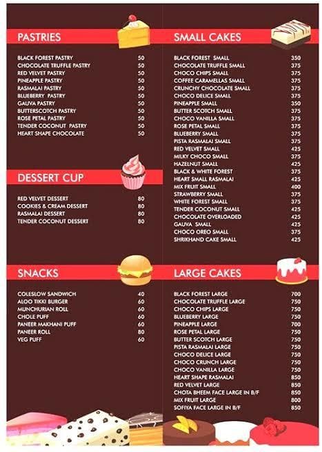 Menu of Caramella's Cake Shop, Undri, Pune