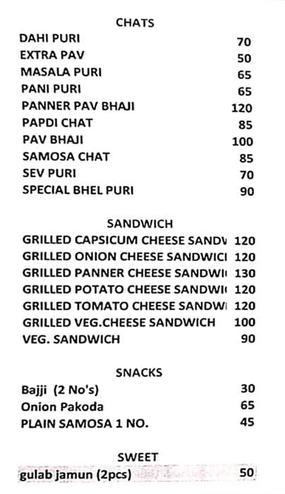 Menu of Venkatam Cafe, Hebbal, Bangalore