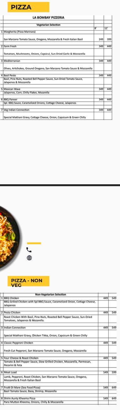 Menu of La Bombay Pizzeria, Manpada, Thane West, Thane