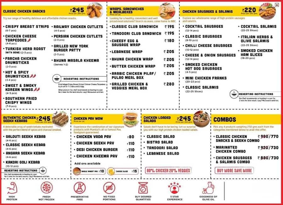 Menu of Nothing But Chicken, Airoli, Navi Mumbai