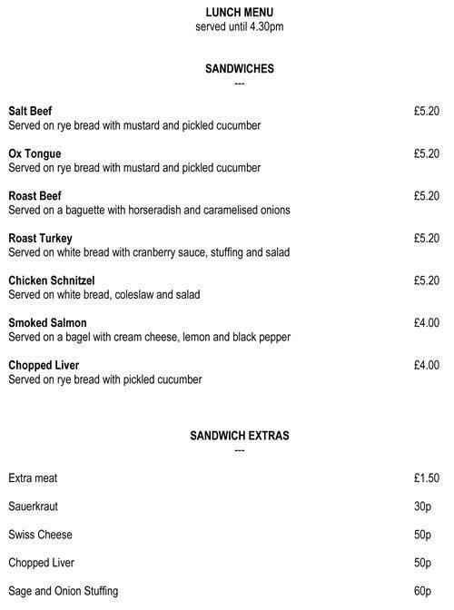 Menu at Tongue & Brisket restaurant, London, 24-26 Leather Ln