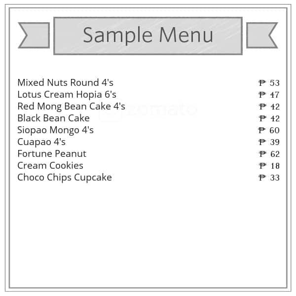 Menu at Salazar Bakery, Quezon City, LG