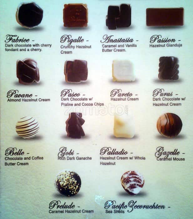 Menu at Cacao desserts, Taguig