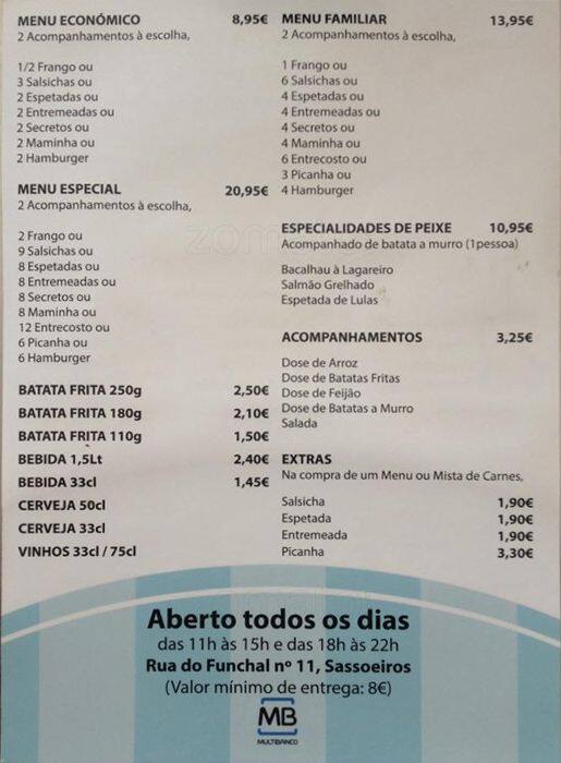 Menu at Tele Churrasco no Carvão, Parede