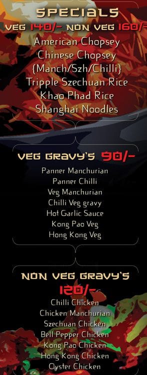 Menu at Shaolin Chef, Hyderabad, 95