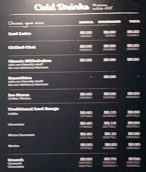 Menu at Hudsons Coffee restaurant, Melbourne, Custom House Lane