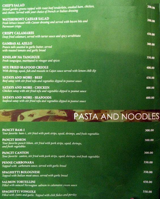 Menu at UNO at Waterfront Airport Hotel and Casino restaurant, Lapu ...