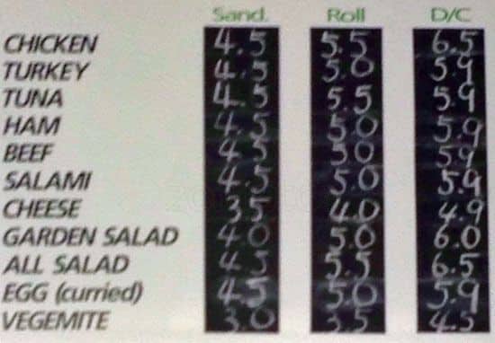 Menu at Ransom's Cafe, Beulah Park