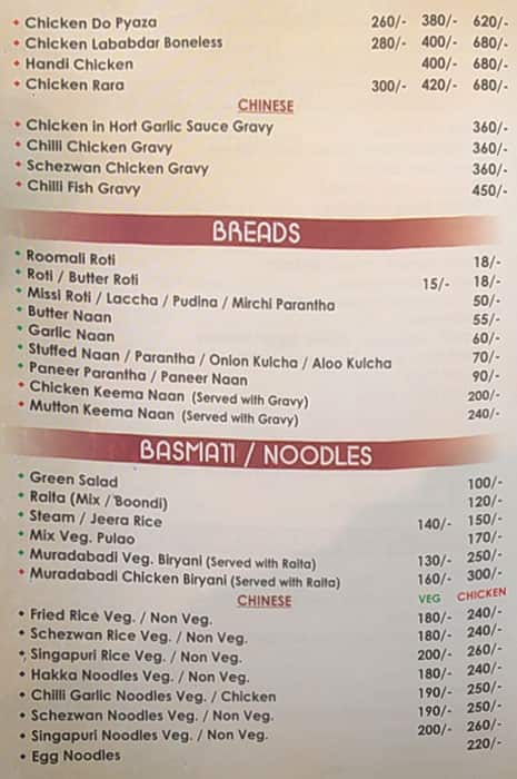 Menu at Khansama Express, Gurugram