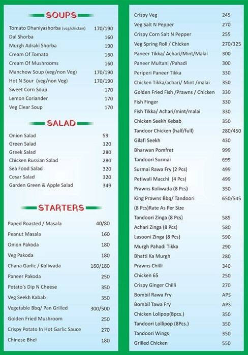 Menu of Green Zone Lounge, Kasarvadavli, Thane West, Thane
