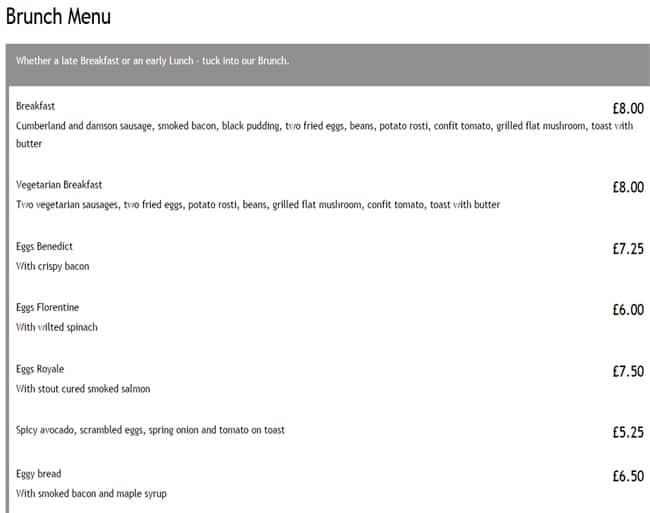 Menu at The Walmer Castle pub & bar, London