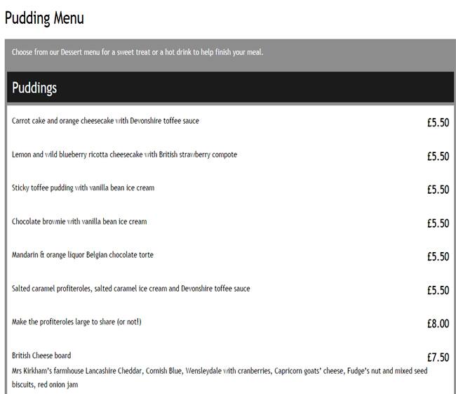 Menu at The Walmer Castle pub & bar, London