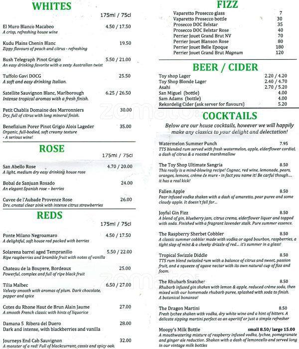 The Toy Shop Menu, Menu for The Toy Shop, Putney, London - Zomato UK