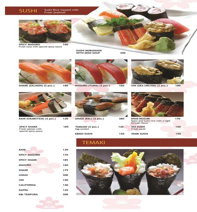 Menu at Kimono Ken restaurant, Pasay, 1 JW Diokno Vlvd