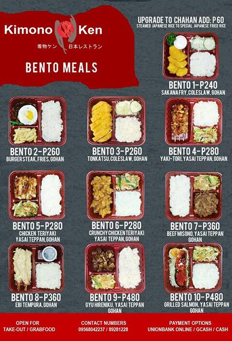 Menu at Kimono Ken restaurant, Pasay, 1 JW Diokno Vlvd