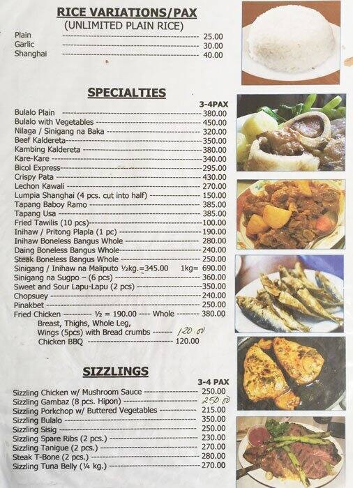 Viewpoint Inn & Restaurant Menu - Zomato Philippines